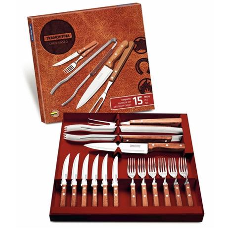 KIT CHURRASCO INOX 15PC